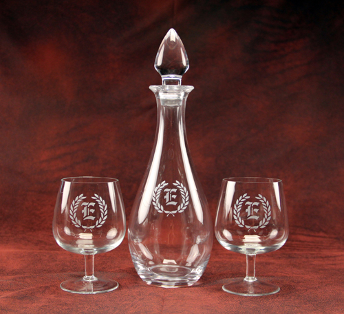 Monogram Decanter Set - Etchworld.com - Glass Etching Supplies Superstore